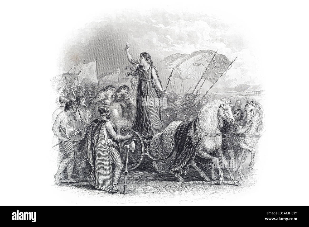 Boudicca Boadicea lst century British briton queen Iceni standing ...