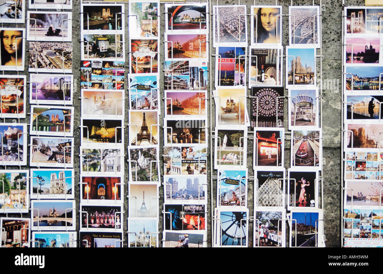 Post cards on display outside a gift shop, Paris, France Stock Photo ...