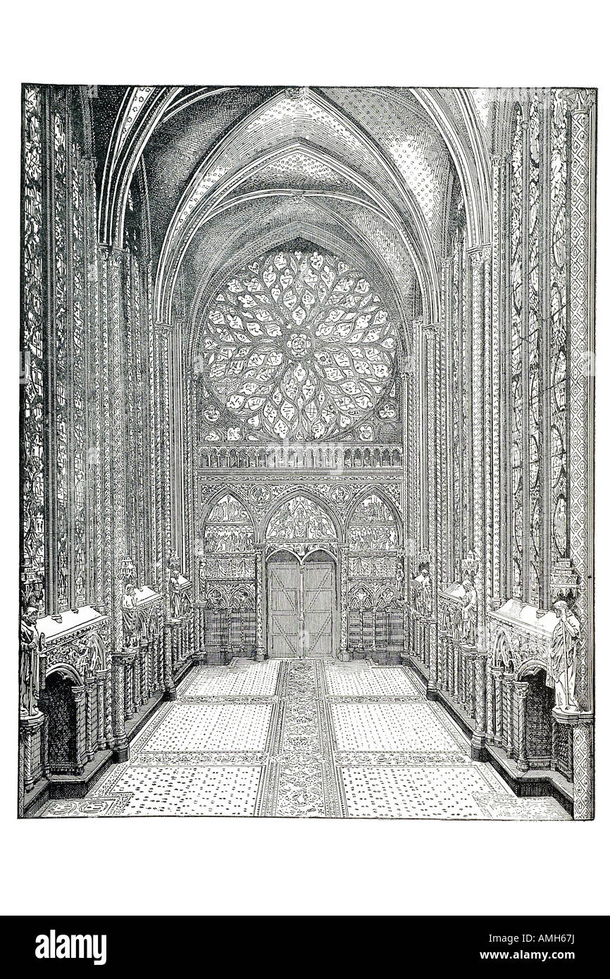 upper chapel sainte chapelle The Rose Window church convent interior ...