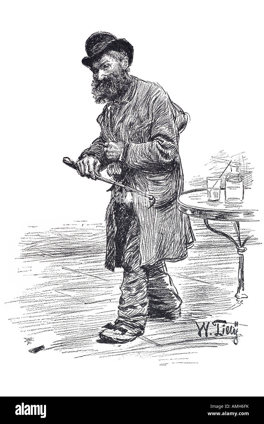 tramp vagrant homeless beggar itinerant type search cigar end old Stock ...