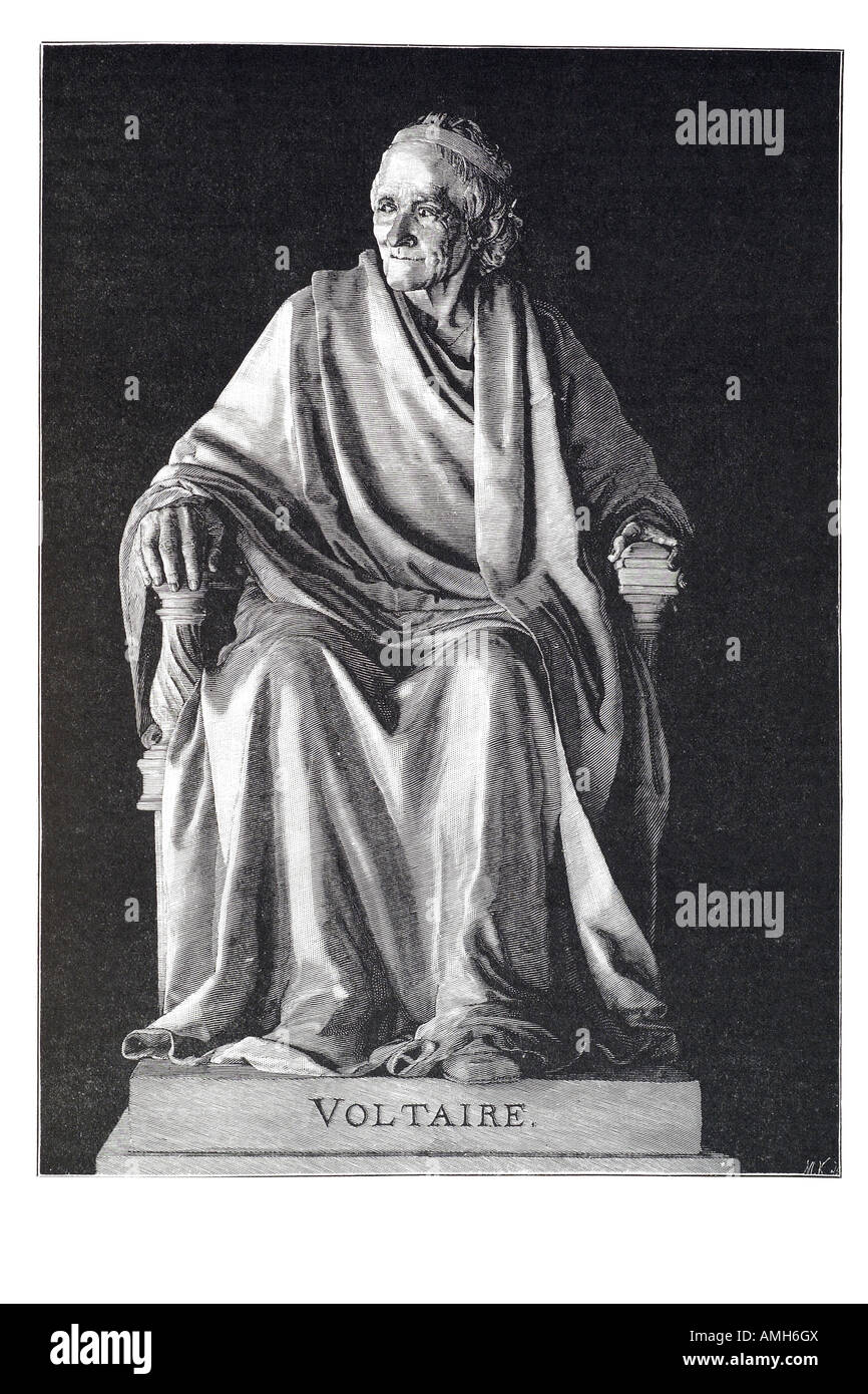 Voltaire statue by houdon comedie erancaise seated stone marble ...