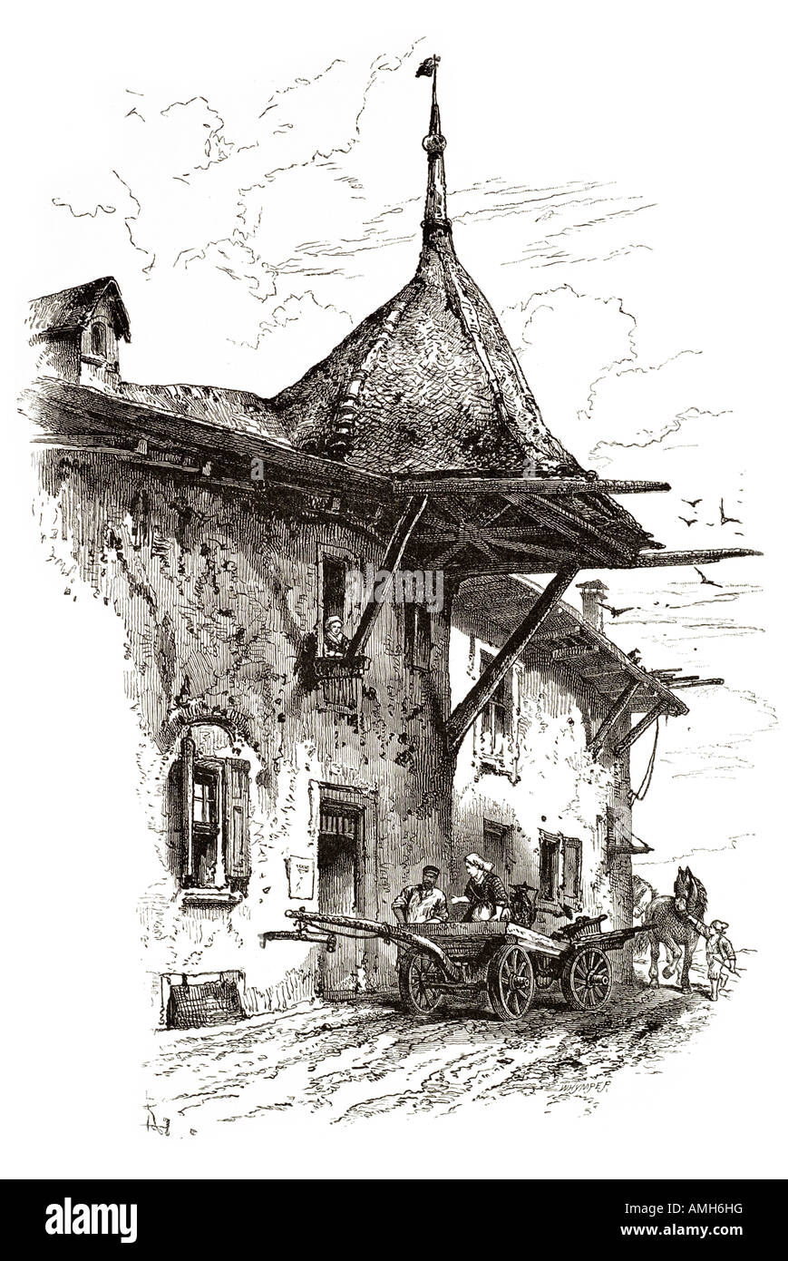 davos dorfli village Switzerland Swiss alpine alps wagon cart farm ...