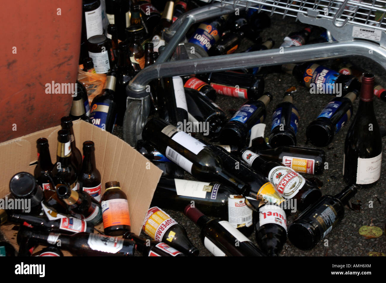 Bottles overflowing from a recycling facility Stock Photo - Alamy