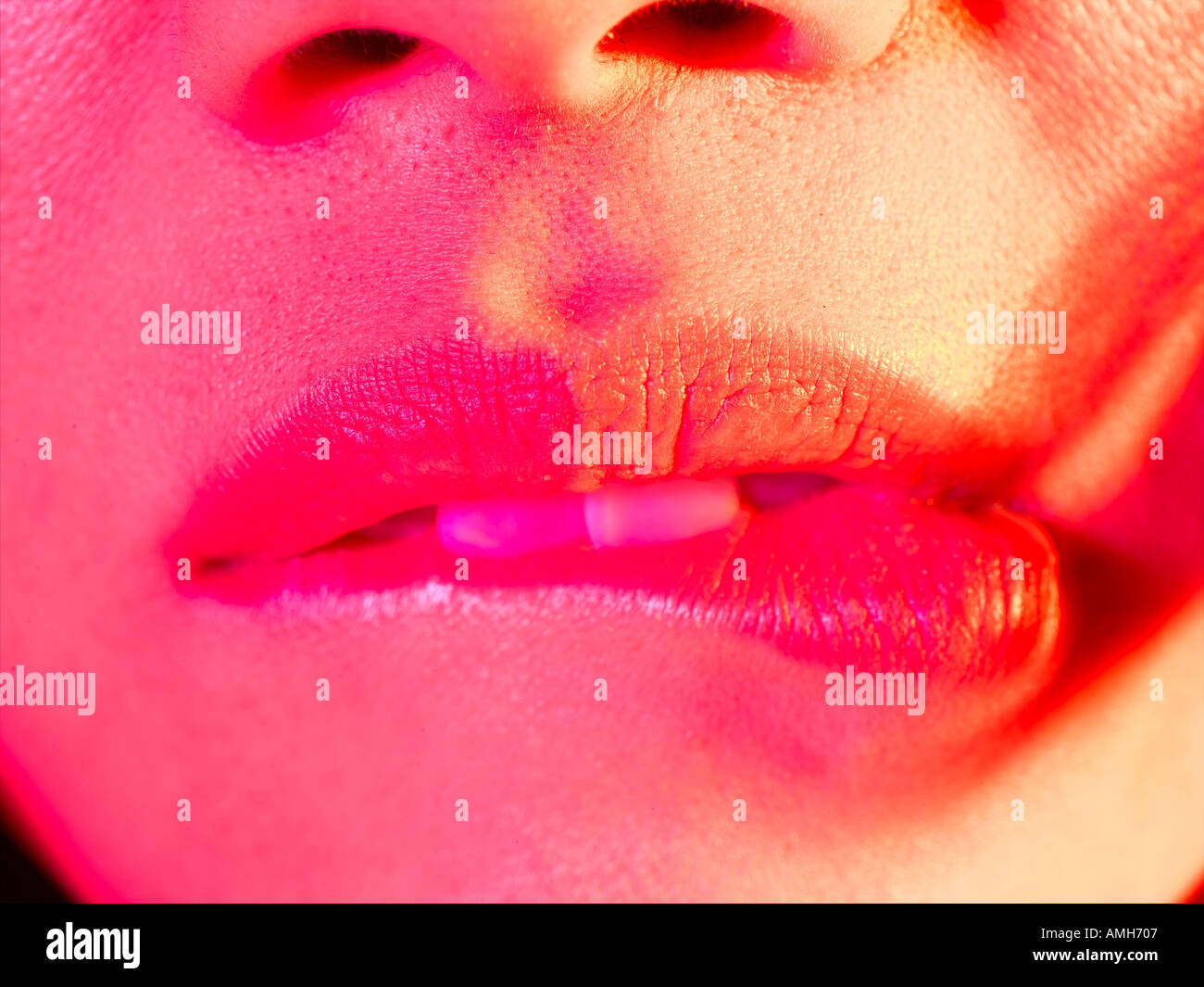 Woman biting lip lips hi-res stock photography and images - Alamy