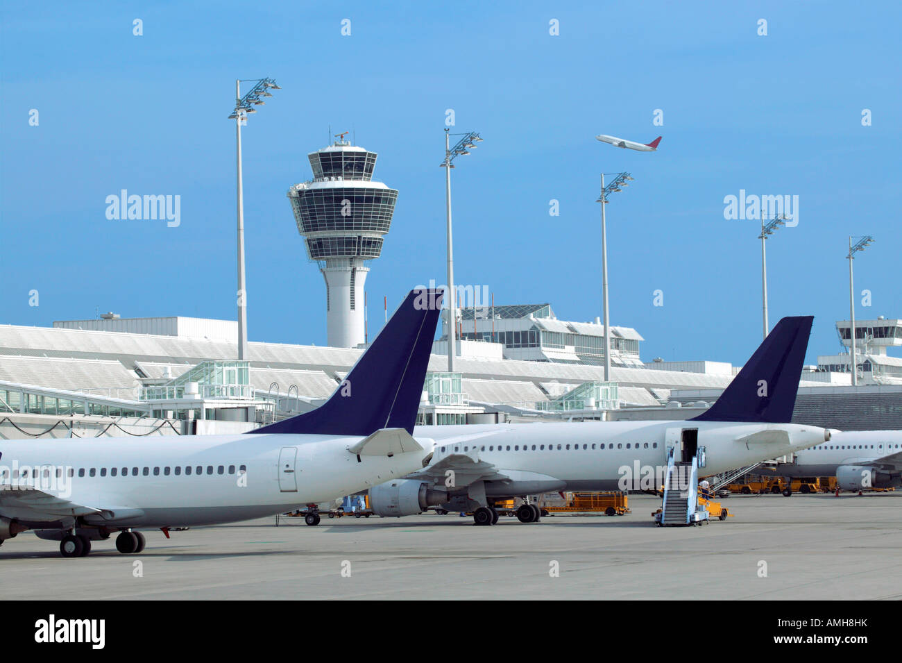 airport munich with parking airplanes Stock Photo - Alamy
