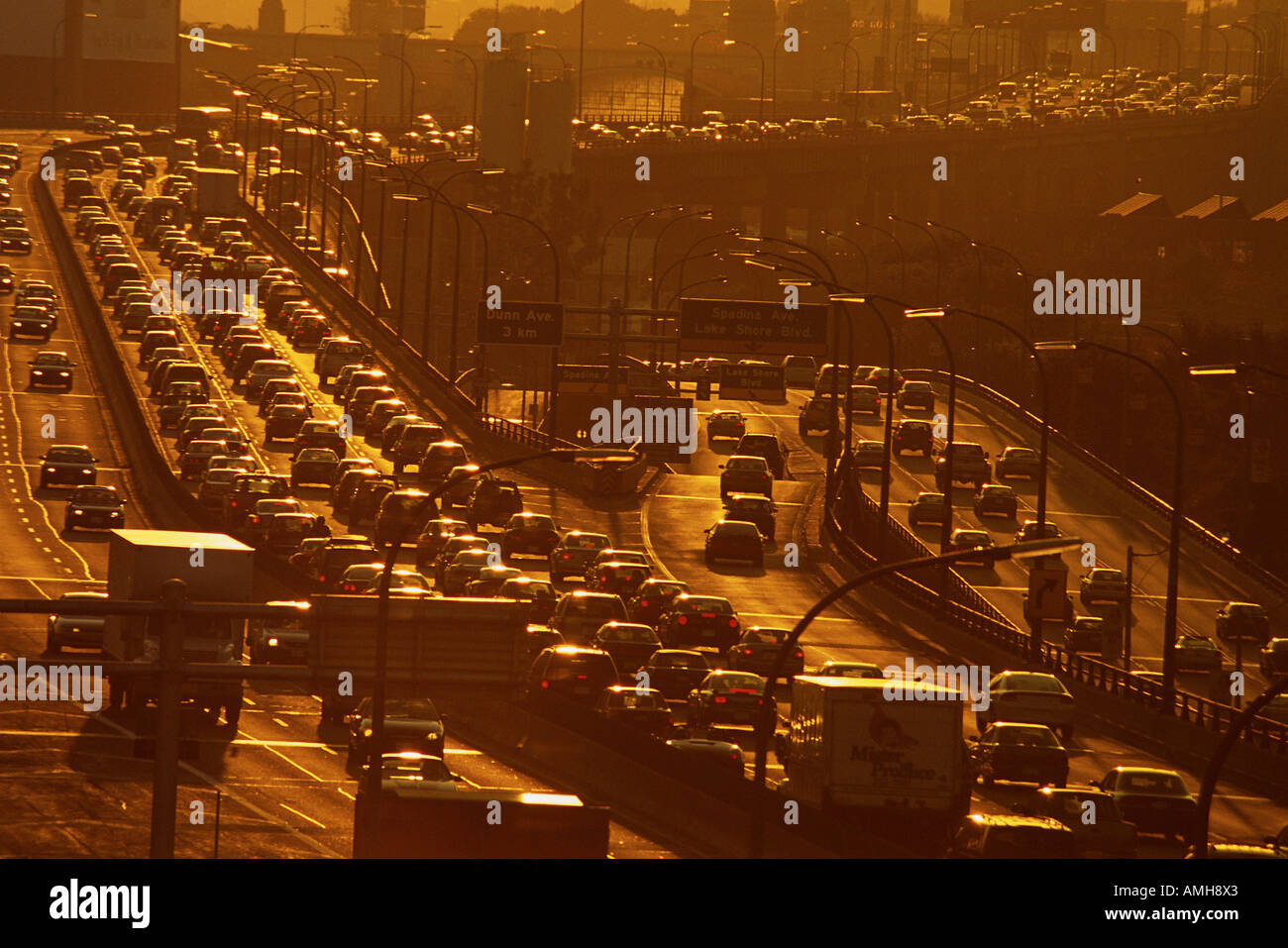Rush Hour Traffic on Gardiner Expressway at Sunset, Toronto, Ontario ...