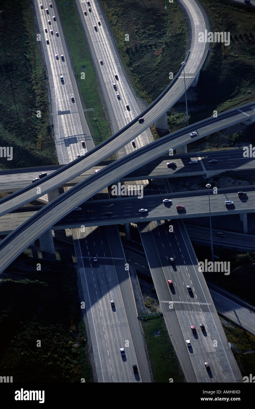 Aerial View of Highway Overpass, Highways 407 and 400, Ontario, Canada ...