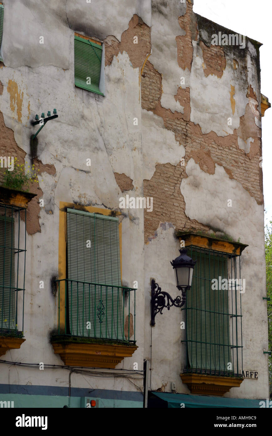 Old crumbling walls of a building in Seville Spain Stock Photo - Alamy