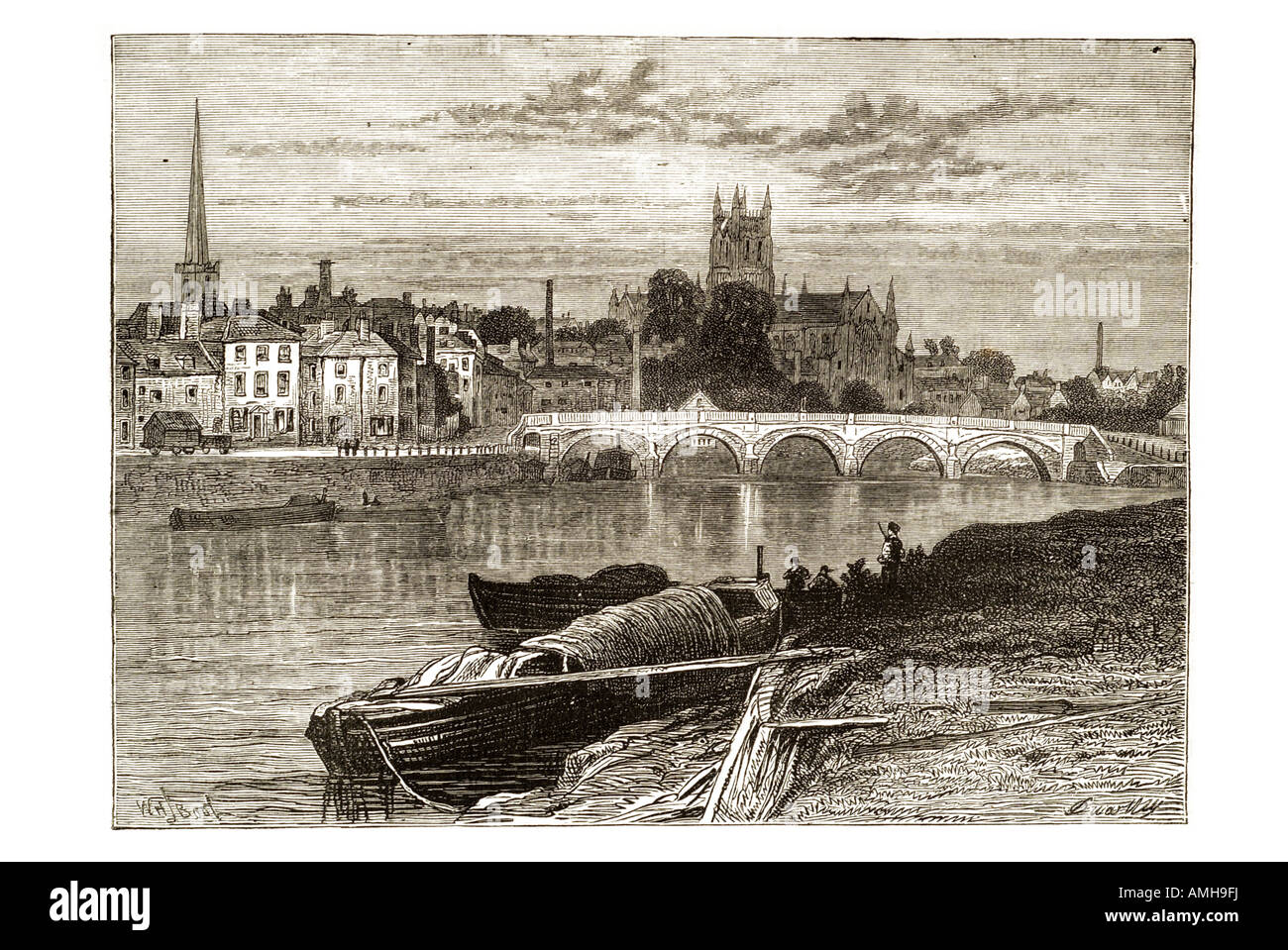 river Severn Worcester Worcestershire cathedral bridge UK United ...