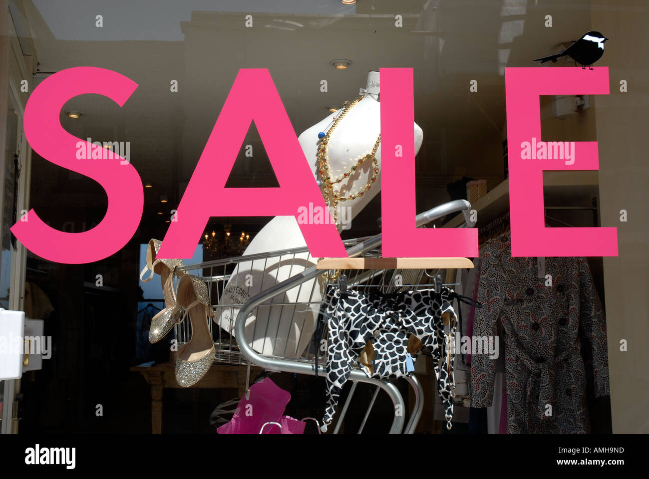 Sale sign in a shop window Hampstead London Stock Photo - Alamy