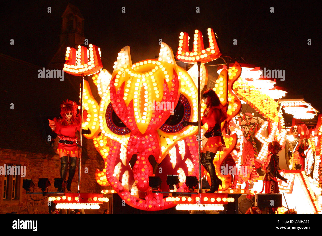 Wells Somerset England November yearly Carnival season float in a devil ...