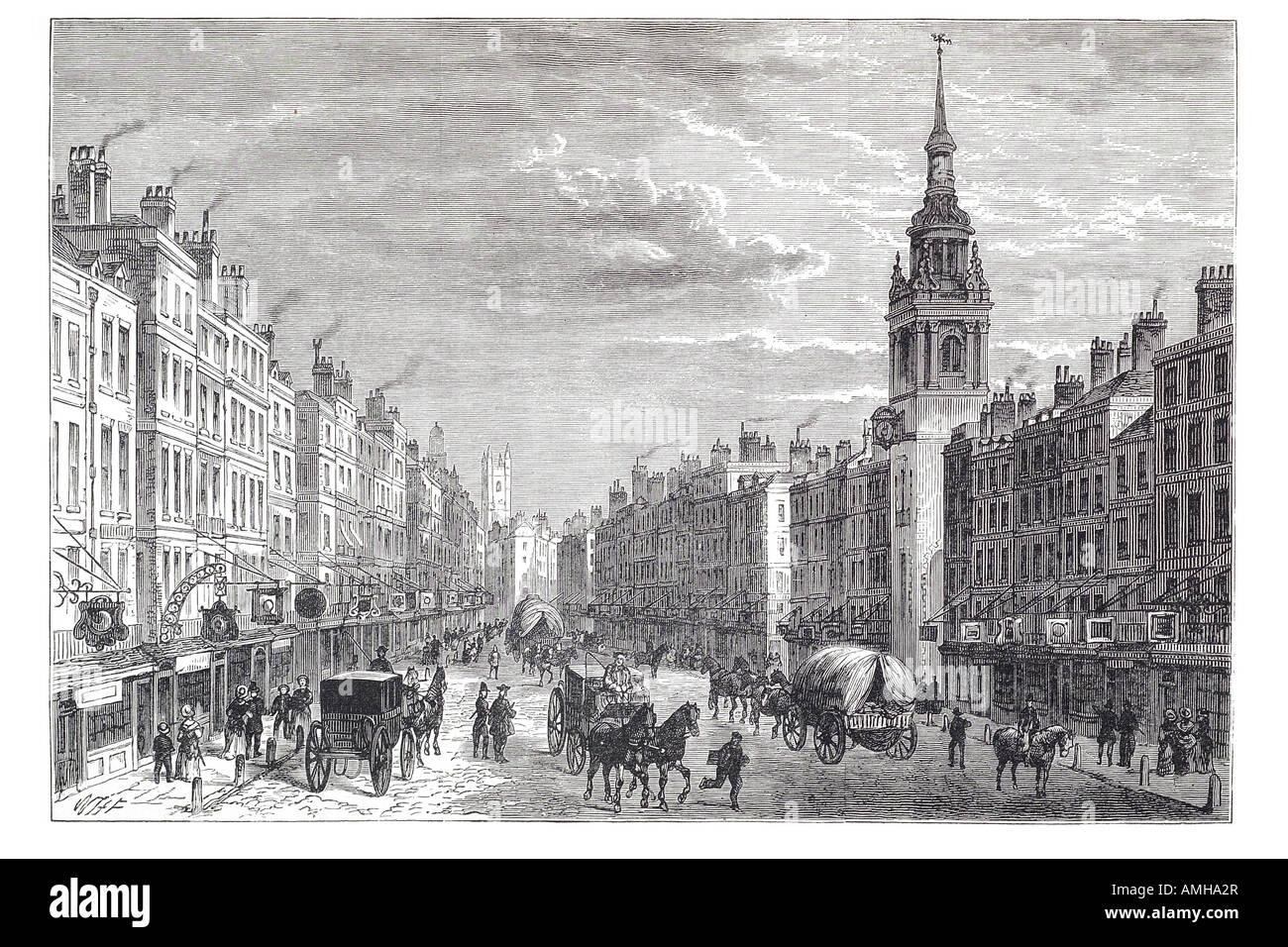 1750 bow church cheapside Architecture horse carriage street road ...