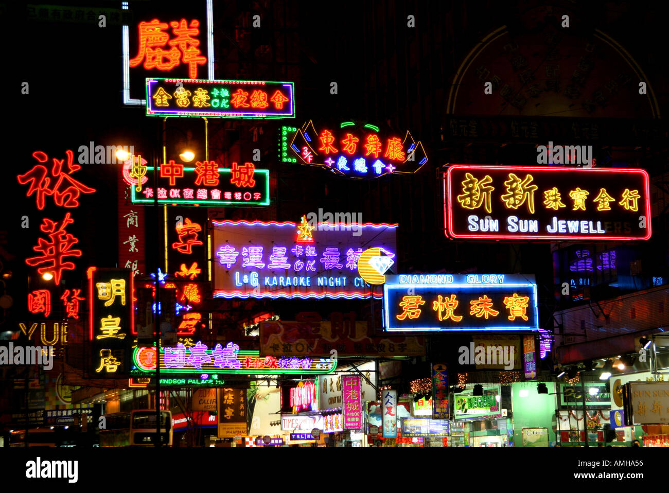 Neon signs on Nathan Road Hong Kong Stock Photo - Alamy