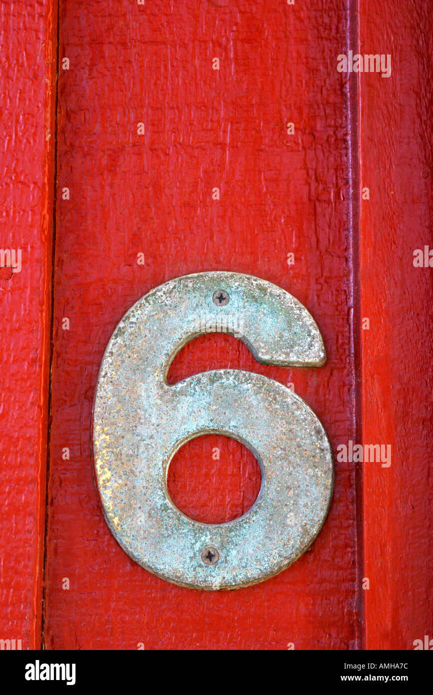 Number 6 on a red background Stock Photo - Alamy