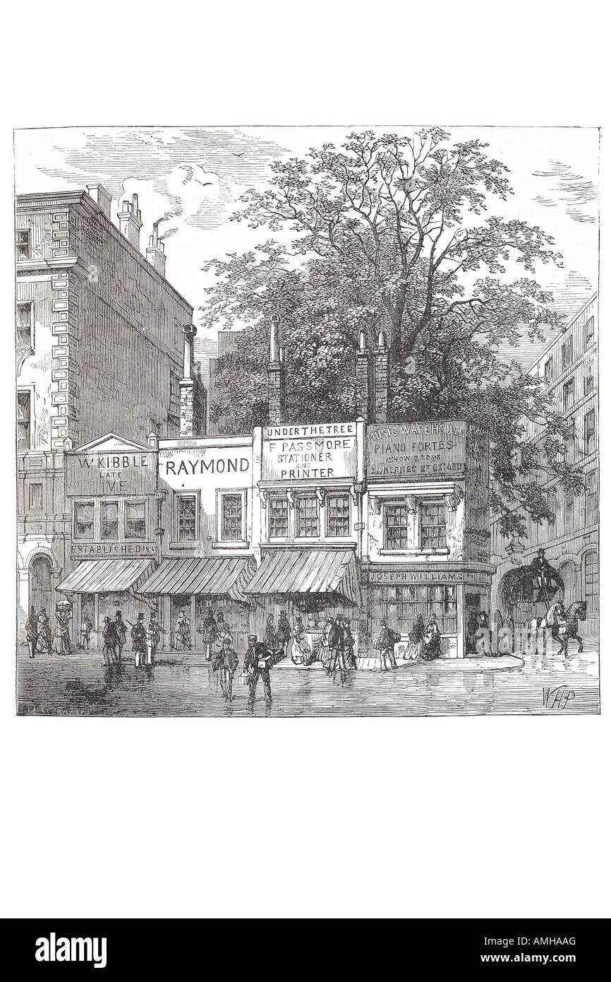 1870 tree at corner wood street London City capital England English ...