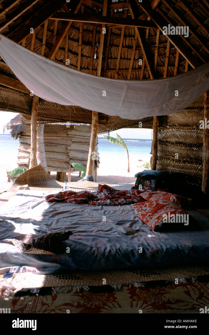 Interior of a Beach Fale (Samoan dwelling) in Independent Samoa with a ...