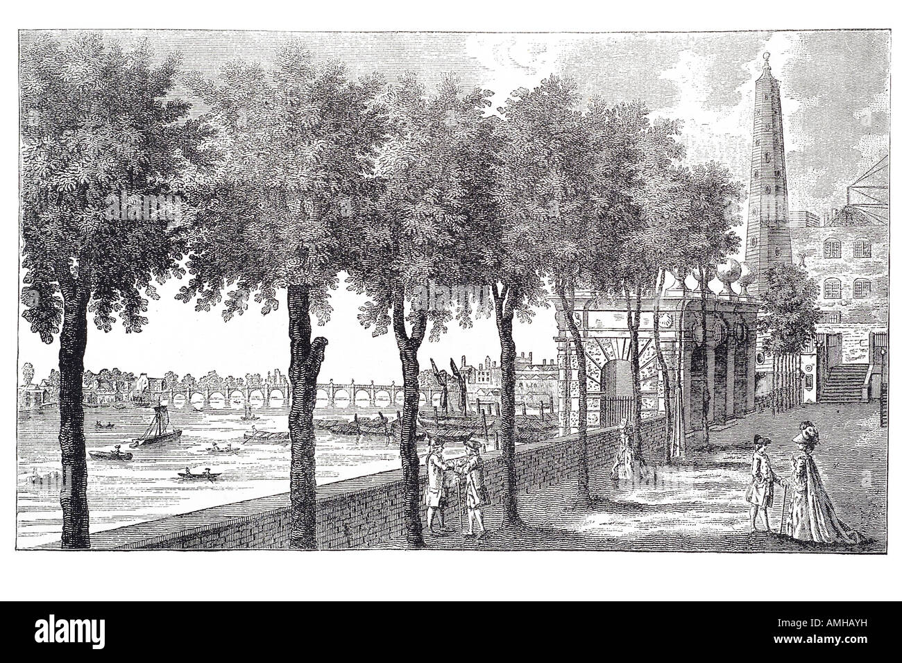 1780 york stair water tower river Thames embankment Central London City ...