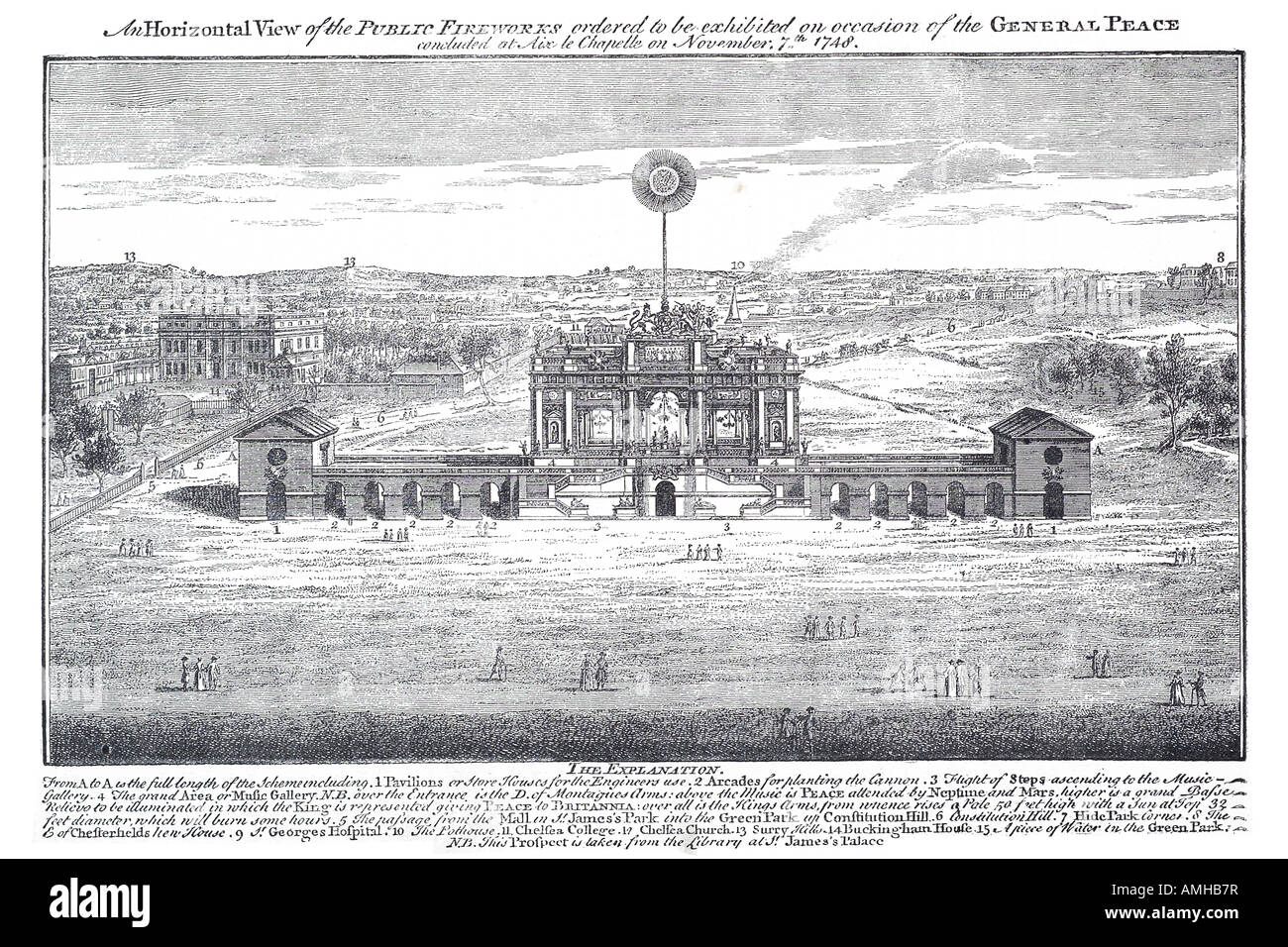 1748 peace rejoicings green park public firework display celebration ...
