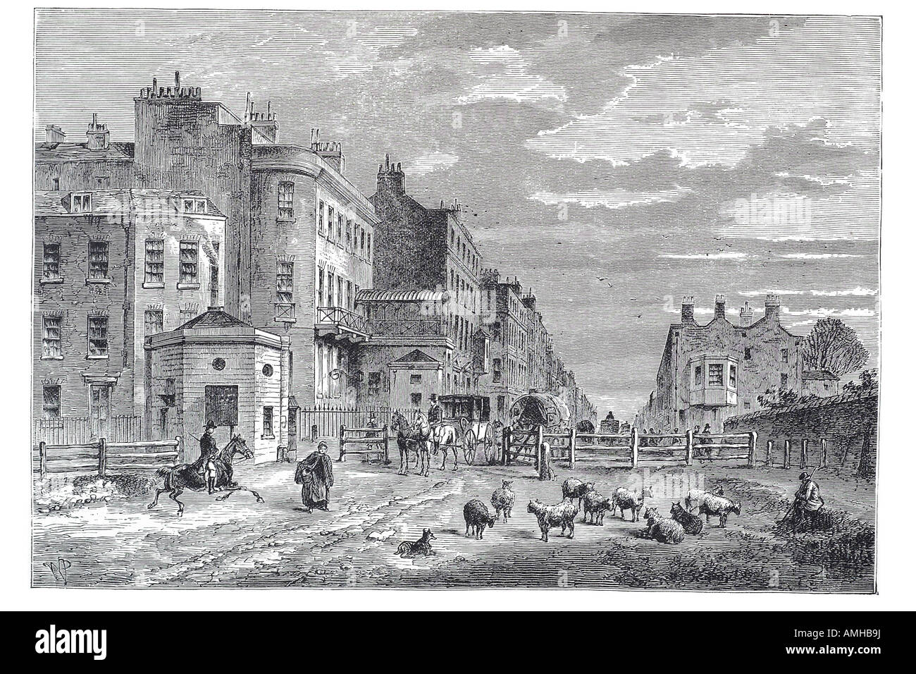 1820 tyburn turnpike OXFORD STREET Marble Arch City royal urban London ...