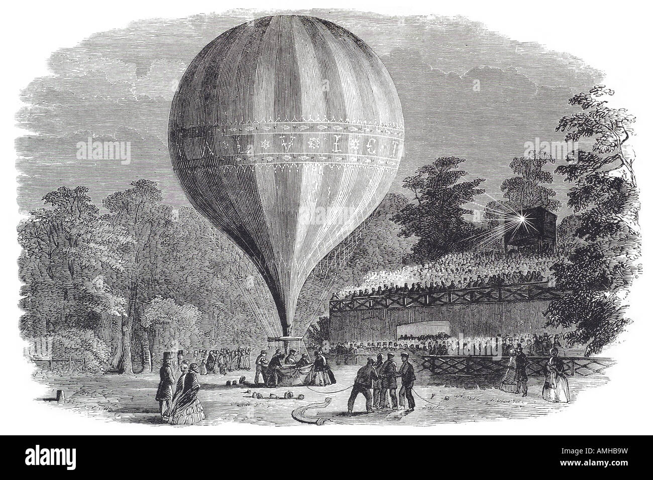 1849 balloon ascent vauxhall garden dirigible aeronaut aeronautical ...