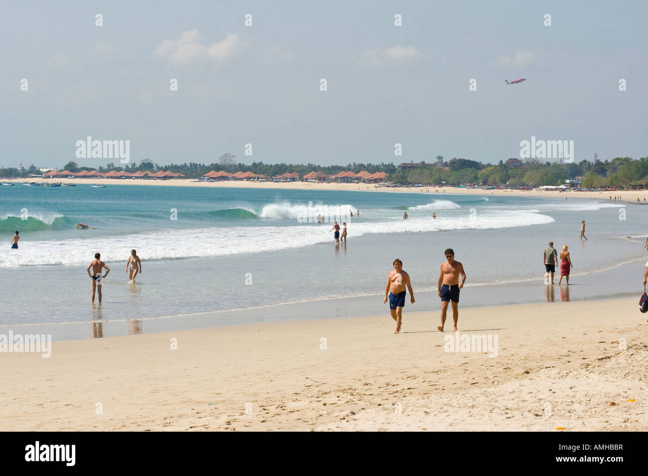 Arriving Plane Beach Jimbaran Bay Bali Indonesia Stock Photo - Alamy