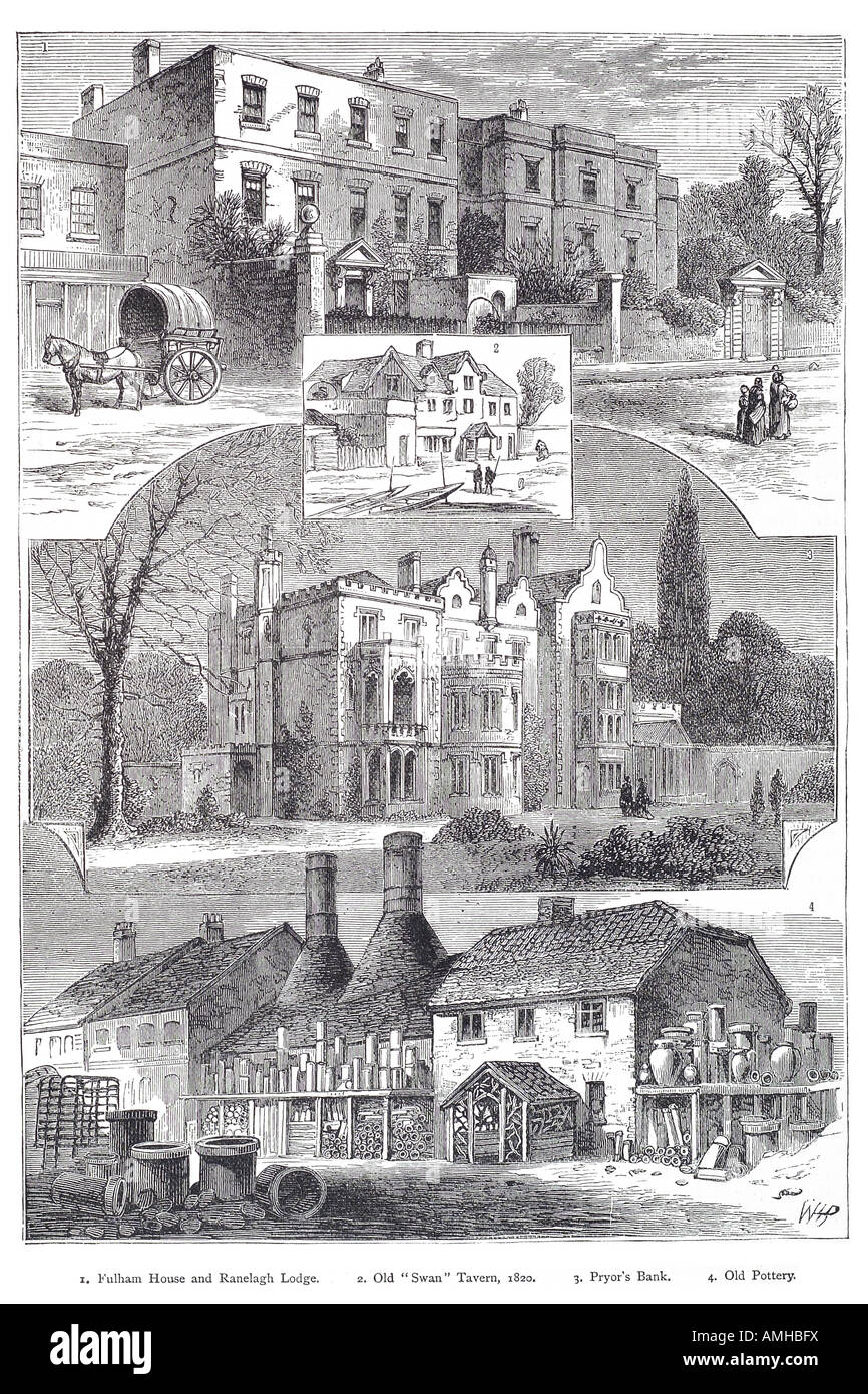 1820 view fulham house ranelagh lodge old swan tavern pryor bank ...