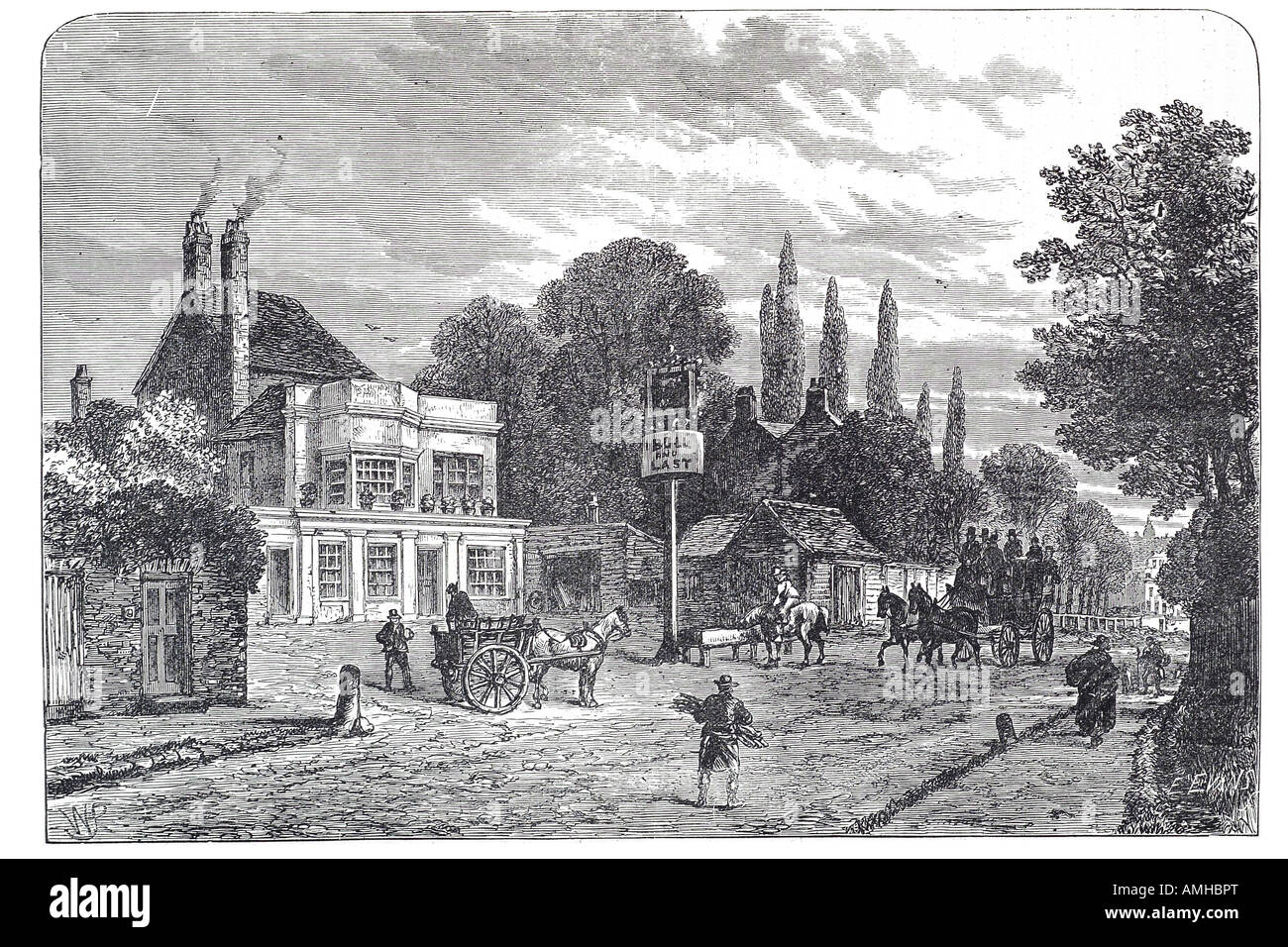 1820 kentish town stage coach trap horse inn tavern house London ...