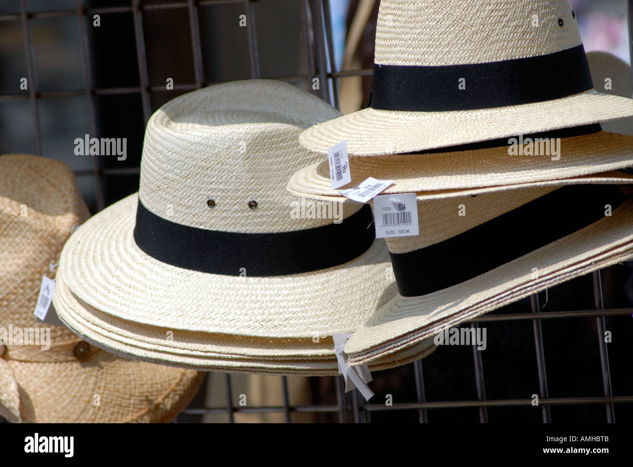 Hats on a Strutton Ground street market stall Victoria London Stock ...