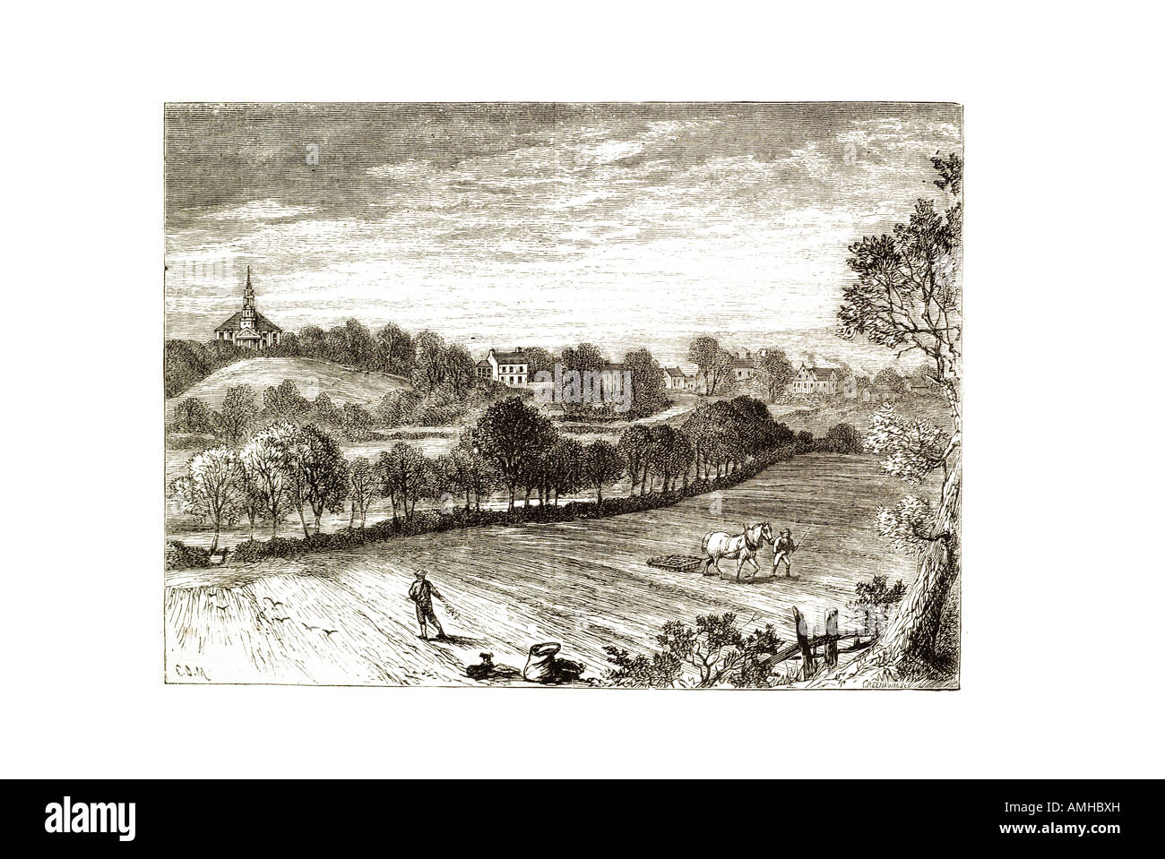 1850 Inveresk Scotland Musselburgh Edinburgh elevated East Lothian ...