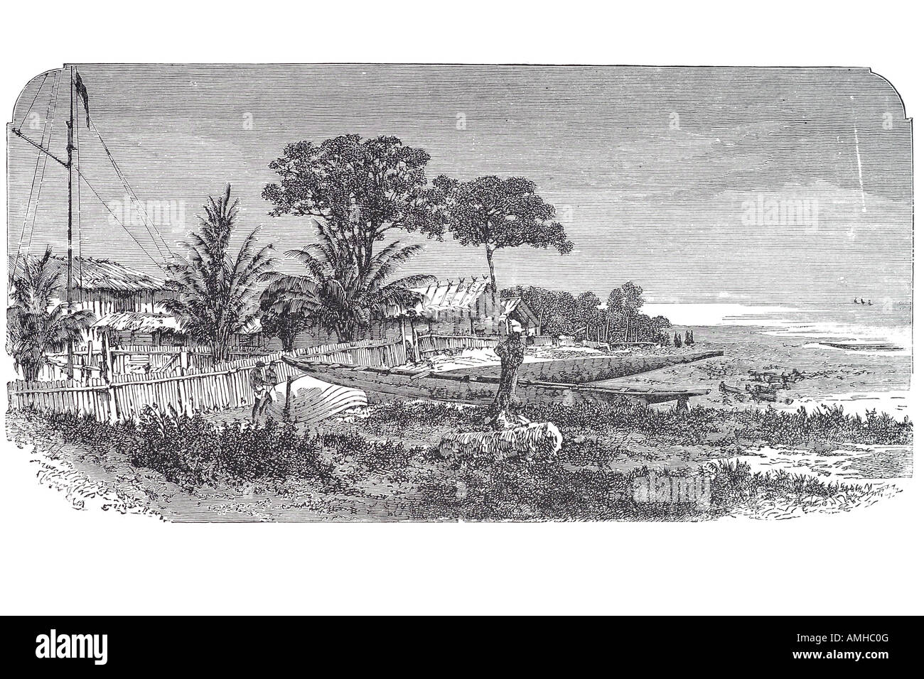 1890 English trading settlement gaboon Gabon French Congo colony ...