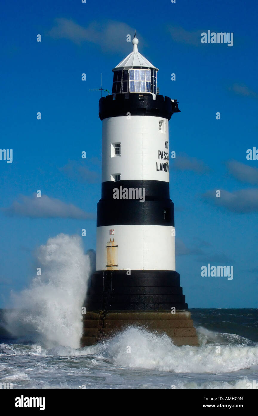 Trwyn Du lighthouse at Penmon Point Anglesey North Wales Stock Photo ...