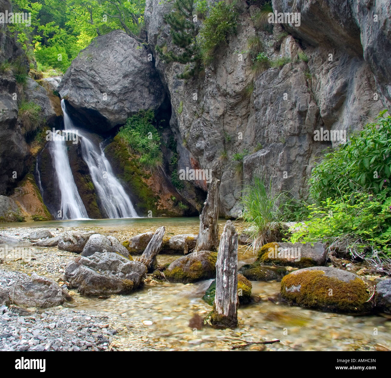 Beautiful waterfall in the forest in national park Stock Photo - Alamy