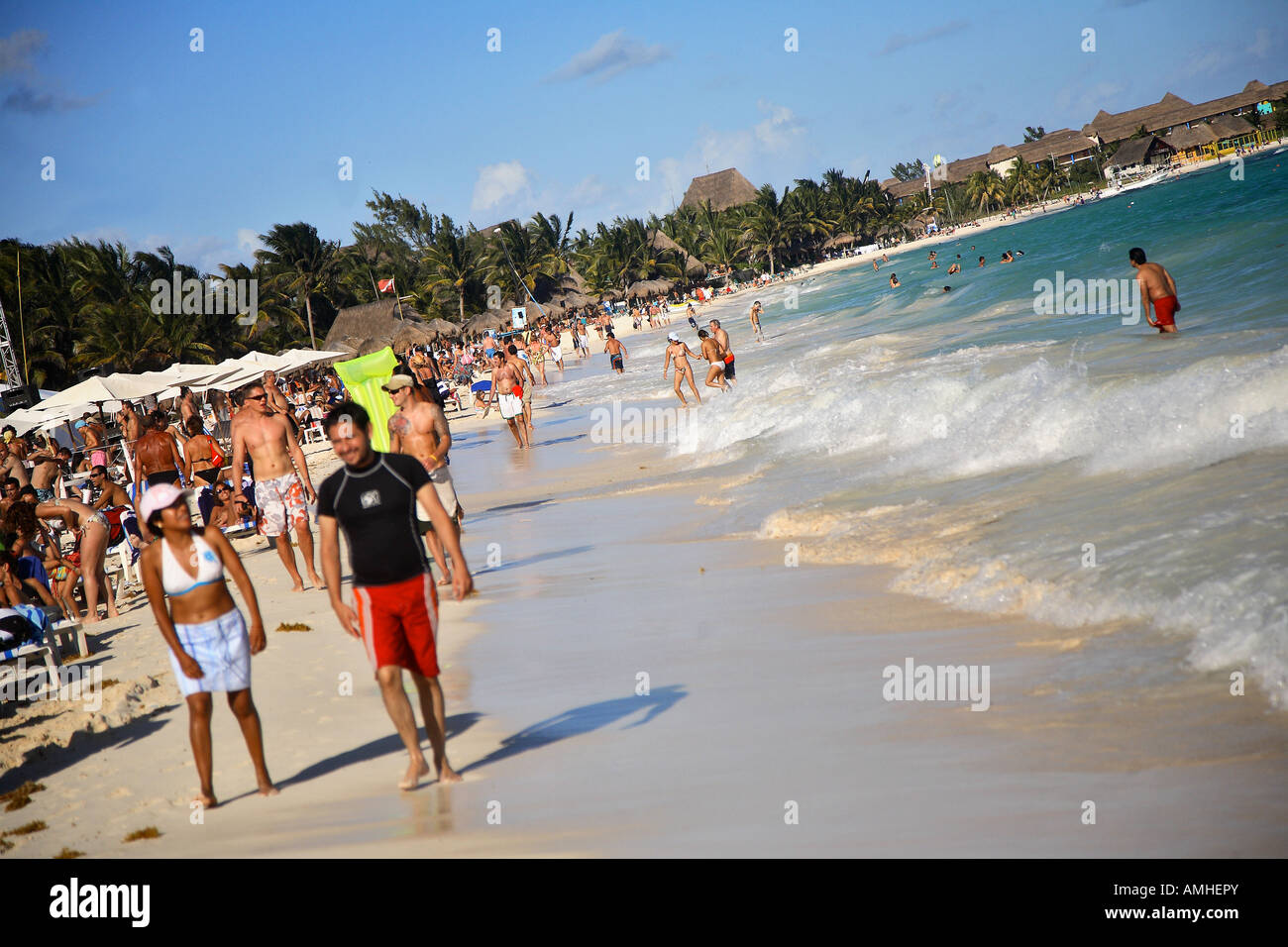 a busy beach at "playa del carmen", mexico Stock Photo - Alamy