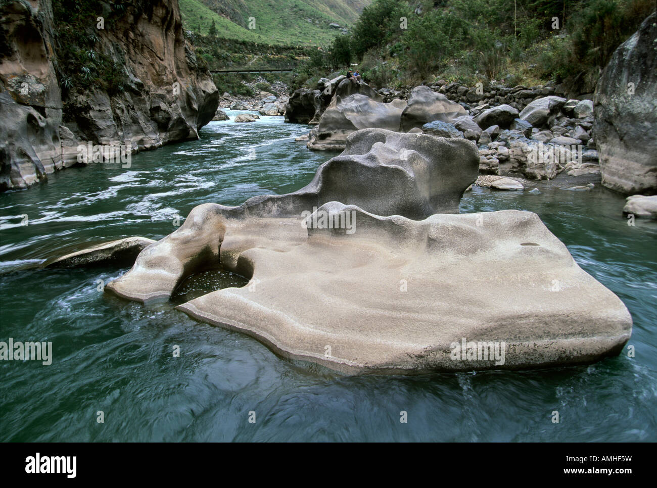 Peru Urubamba River in Sacred Valley of the Incas is a tributary to ...