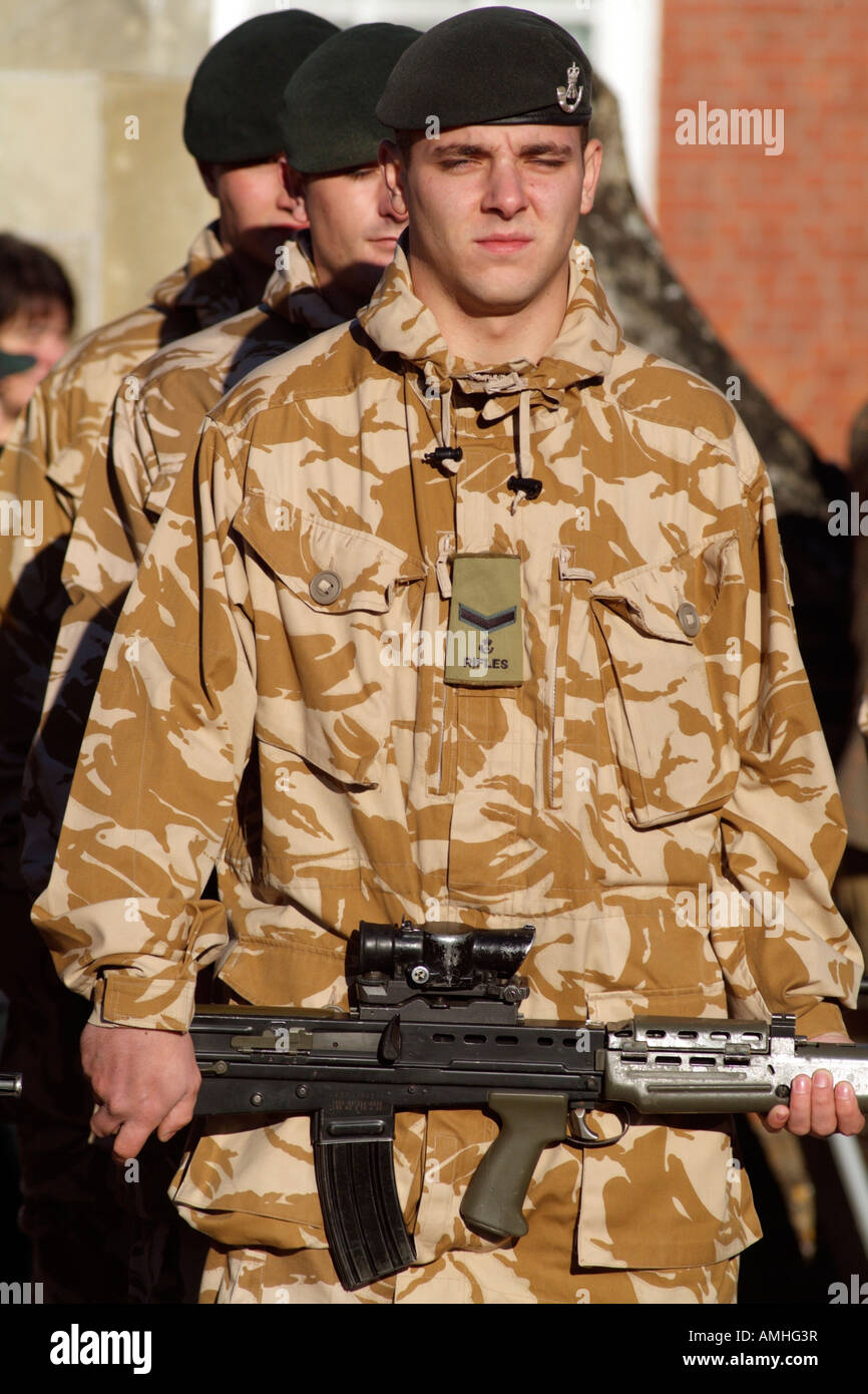 Line of Marching Soldiers The Rifles an elite rifle regiment Parade in ...