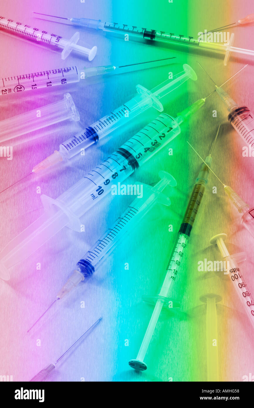 Group of various syringes with needles Stock Photo - Alamy