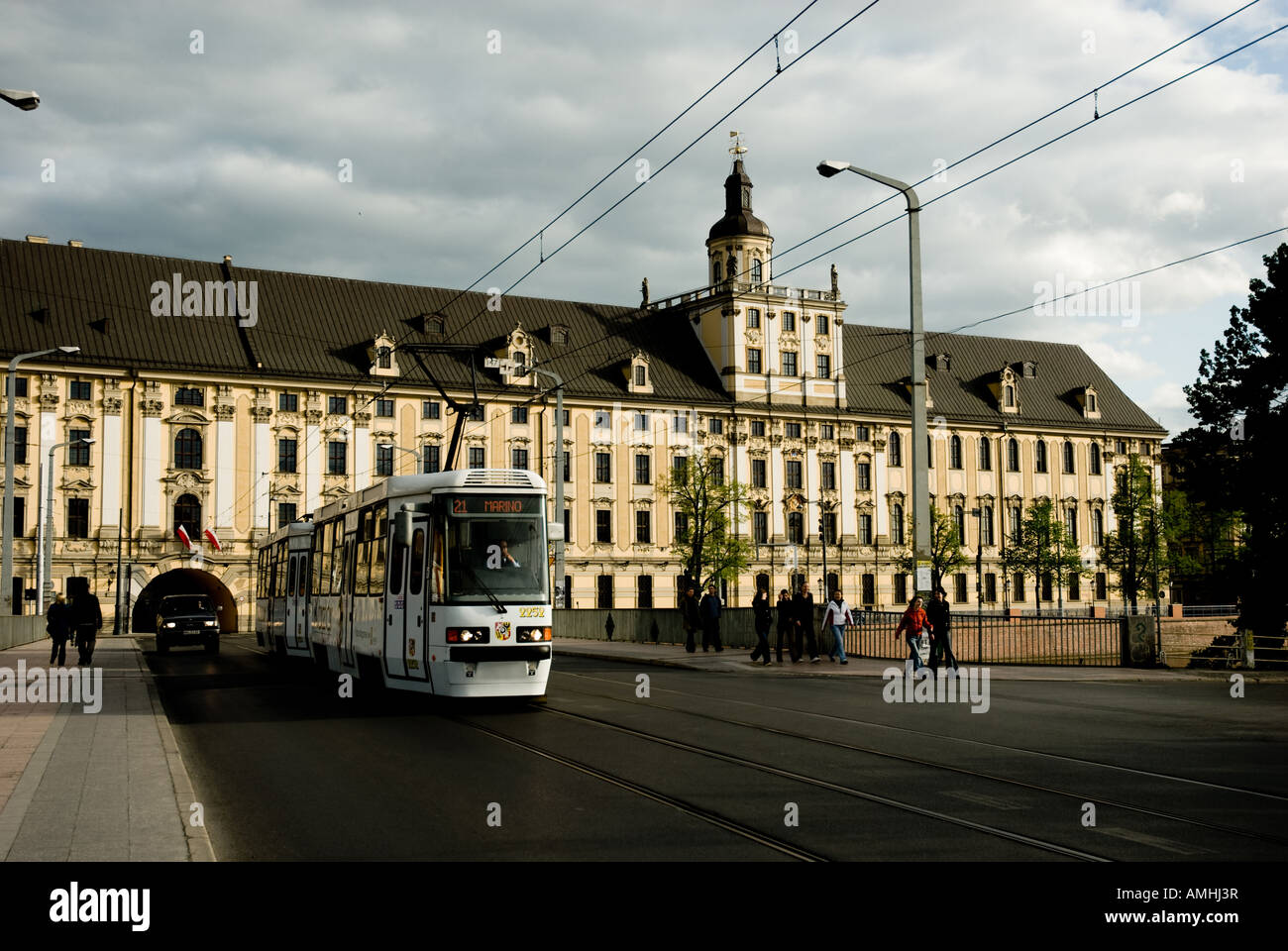 Tram crossing a bridge in Wrocław, Poland Stock Photo - Alamy