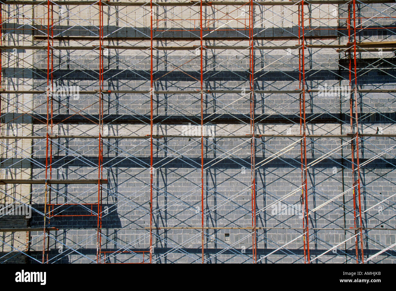 Abstract detail of scaffolding on building renovation Ft Worth TX Stock ...