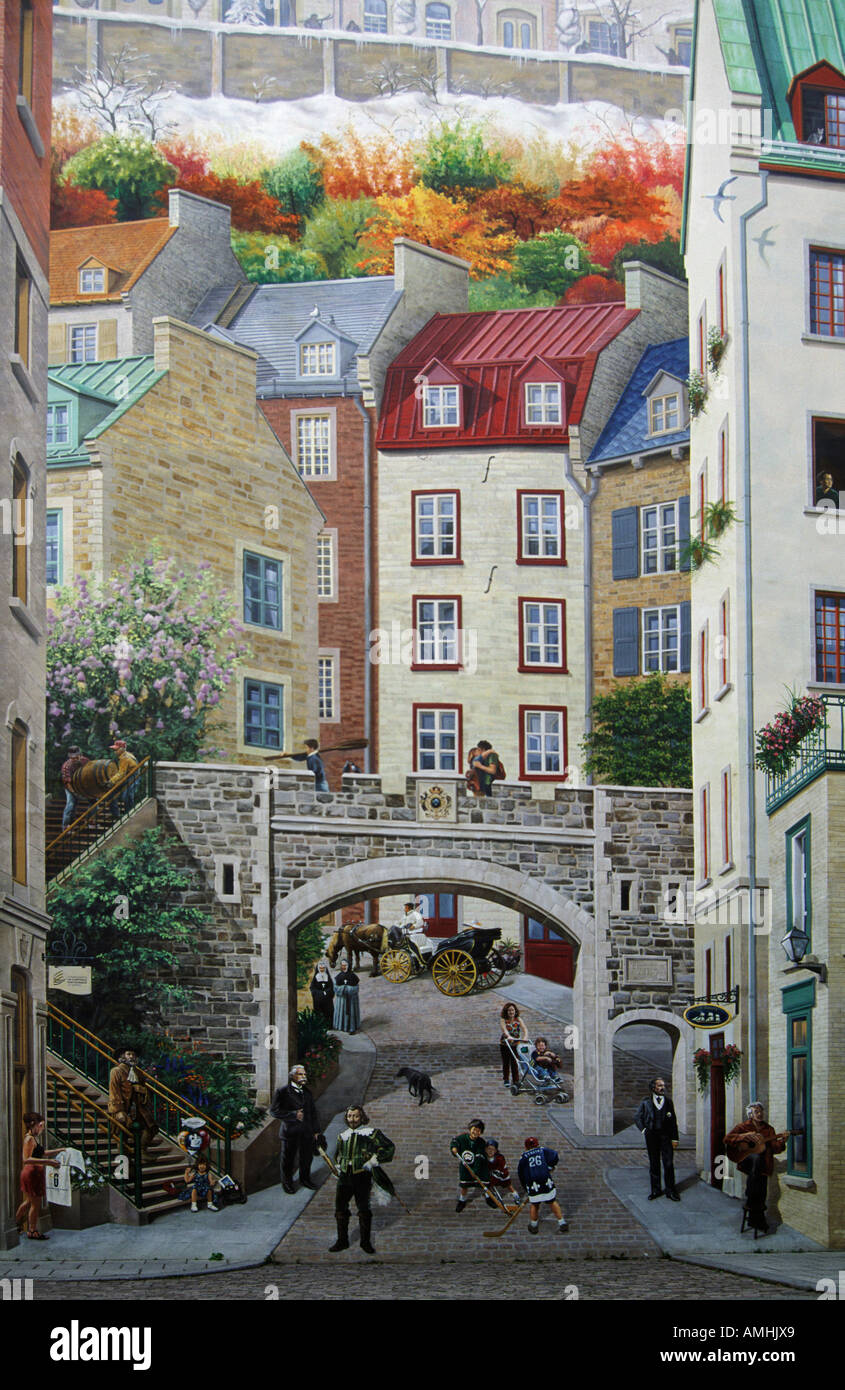 Mural in Quebec City Canada Stock Photo - Alamy