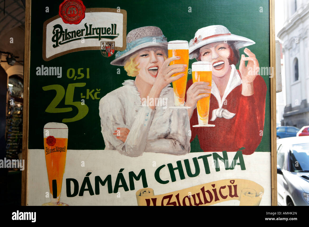 Beer sign in a pub in Prague Praha Czech Republic Stock Photo - Alamy