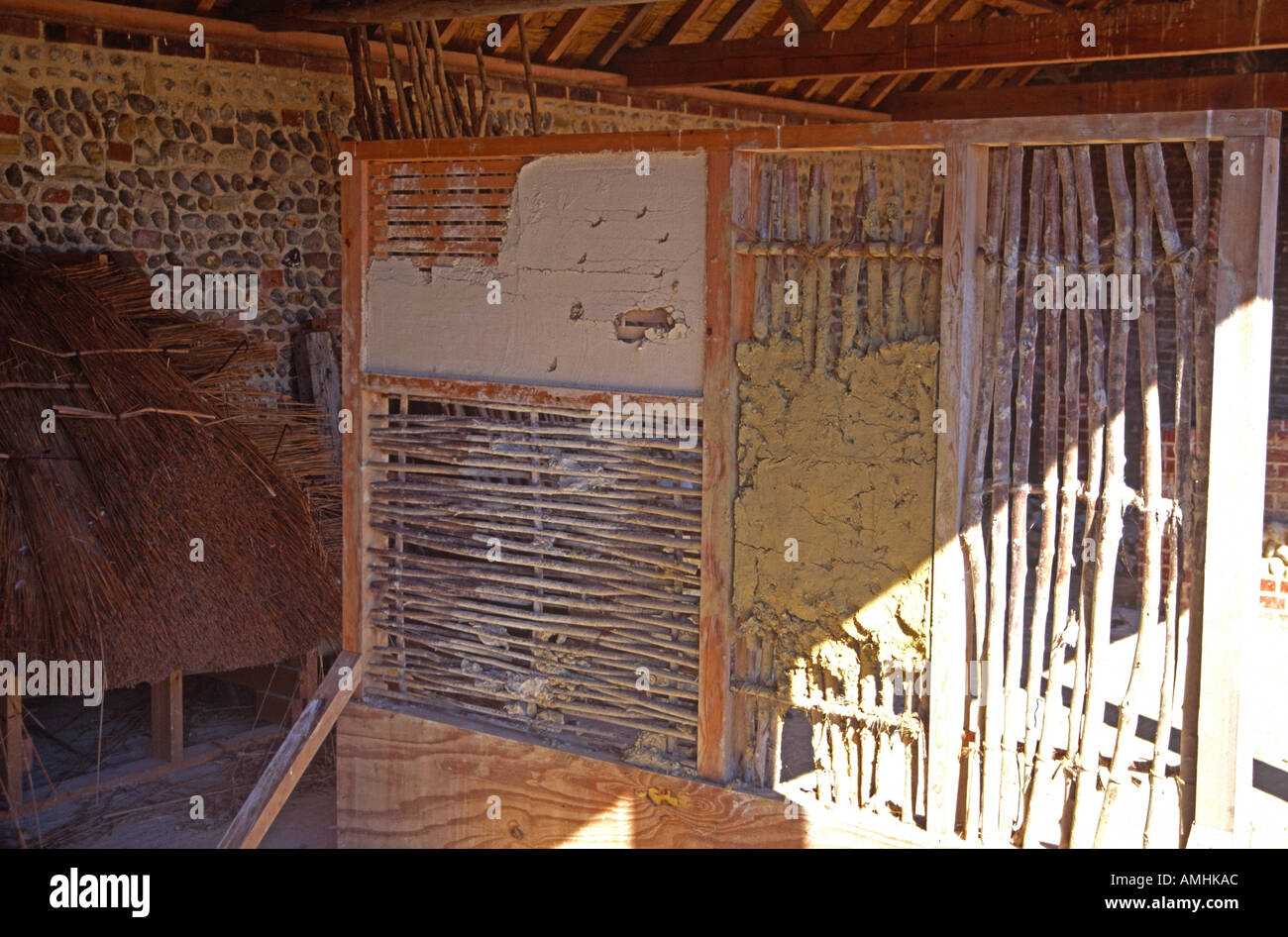 Wattle and daub wall reconstruction Stock Photo - Alamy