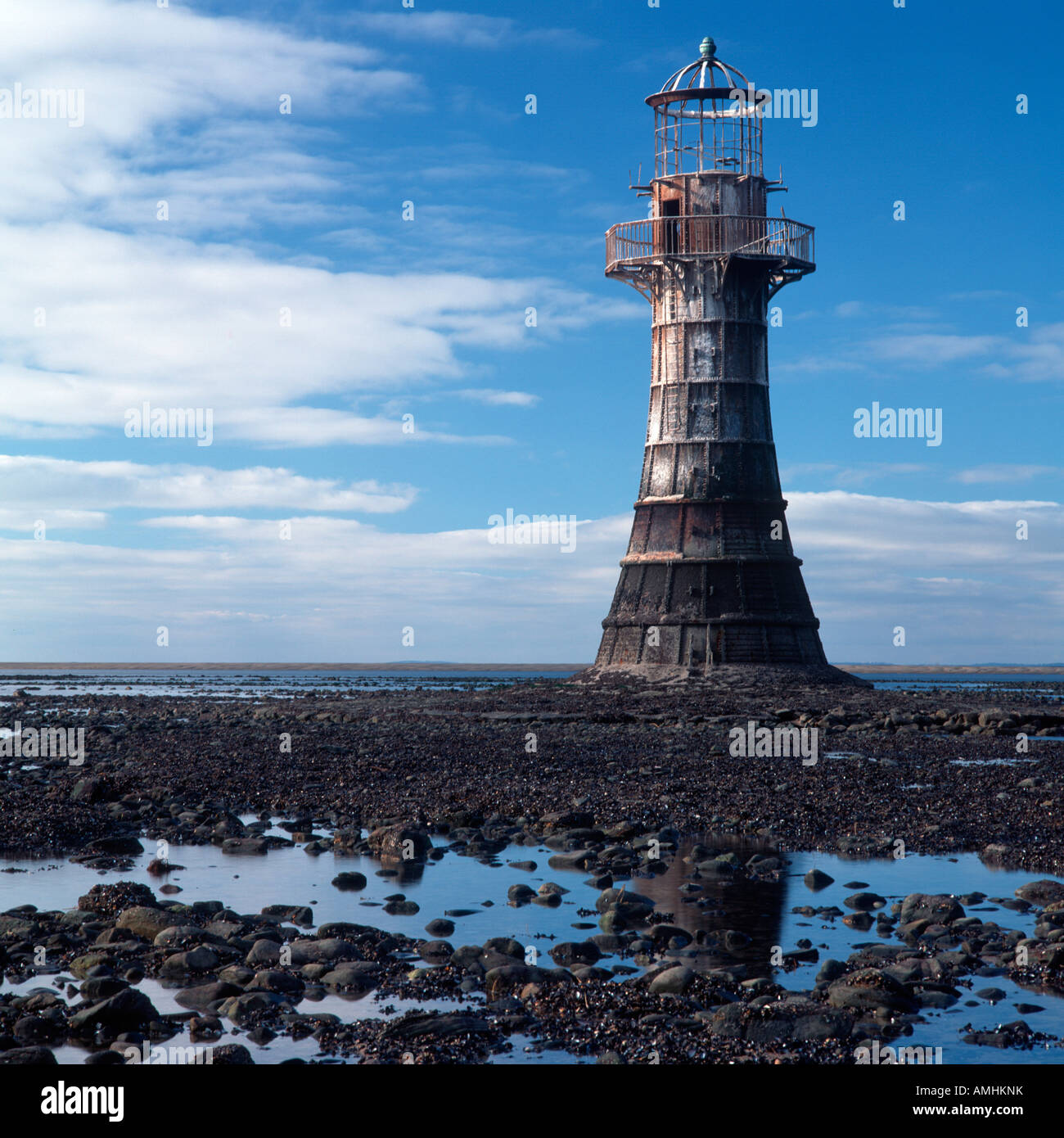 Whitford lighthouse in the Burry Estuary Gower South Wales Stock Photo ...