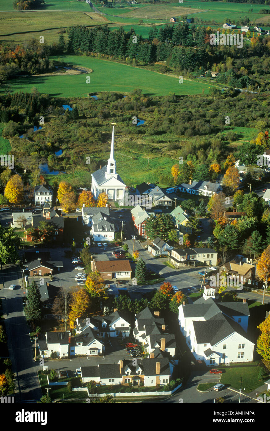 Aerial view of Stowe VT in Autumn on Scenic Route 100 Stock Photo - Alamy