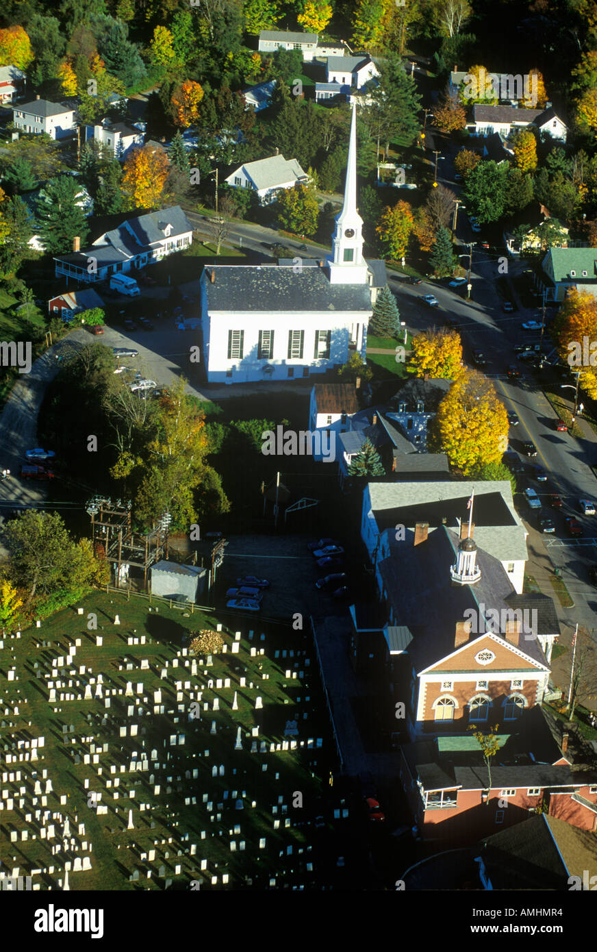 Aerial view of Stowe VT in Autumn on Scenic Route 100 Stock Photo - Alamy
