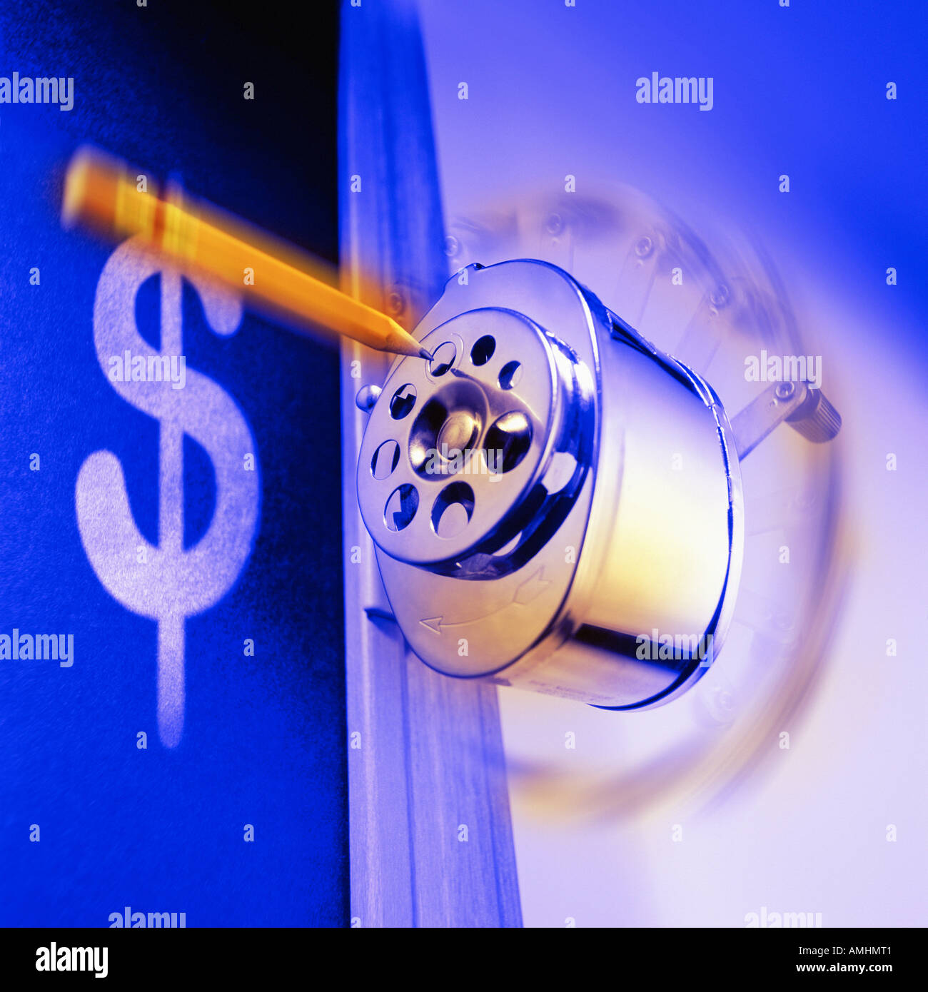 Pencil and Pencil Sharpener with Dollar Sign Stock Photo - Alamy