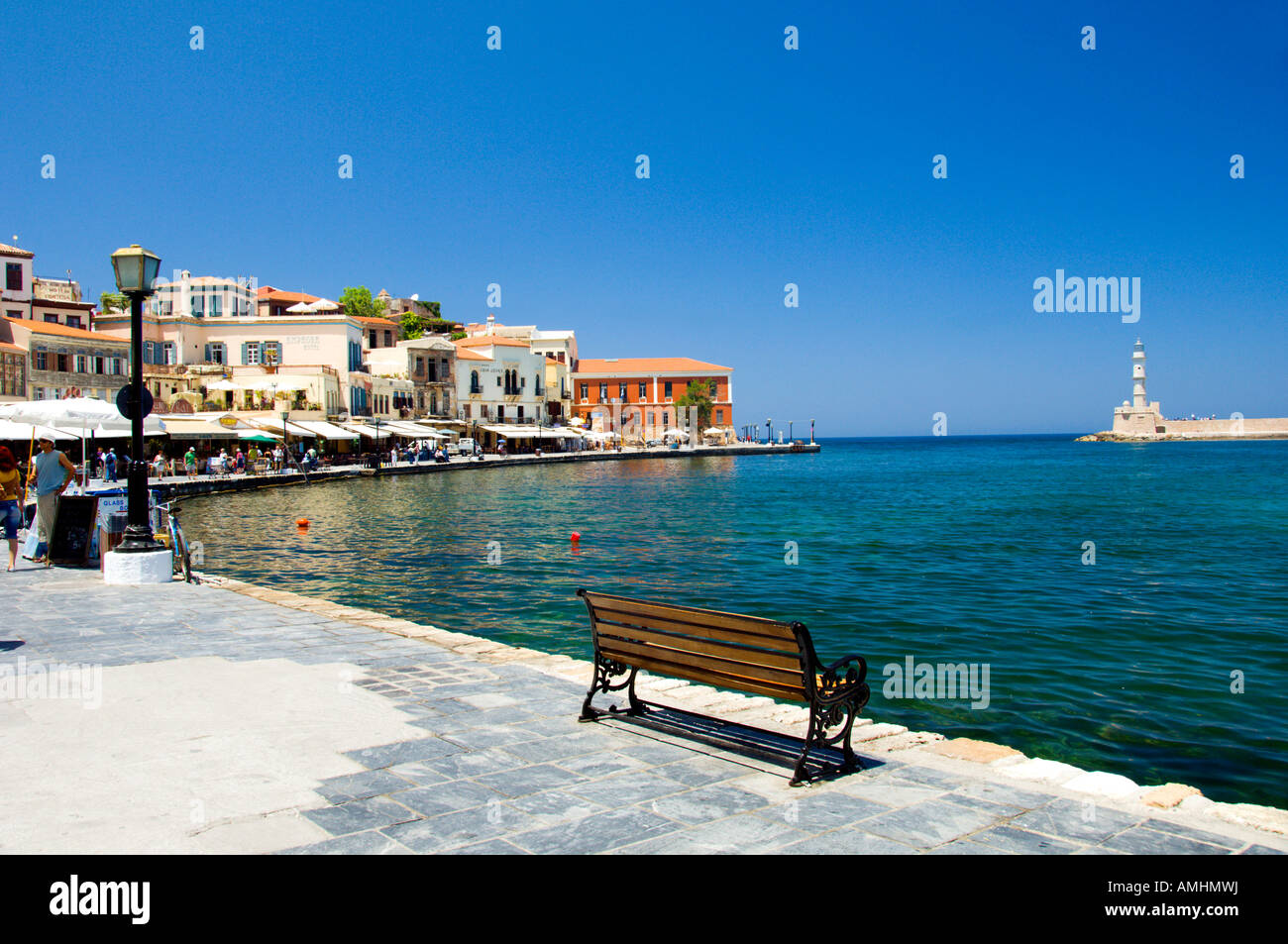 The Venetian waterfront of Hania on the Greek island of Crete Stock ...