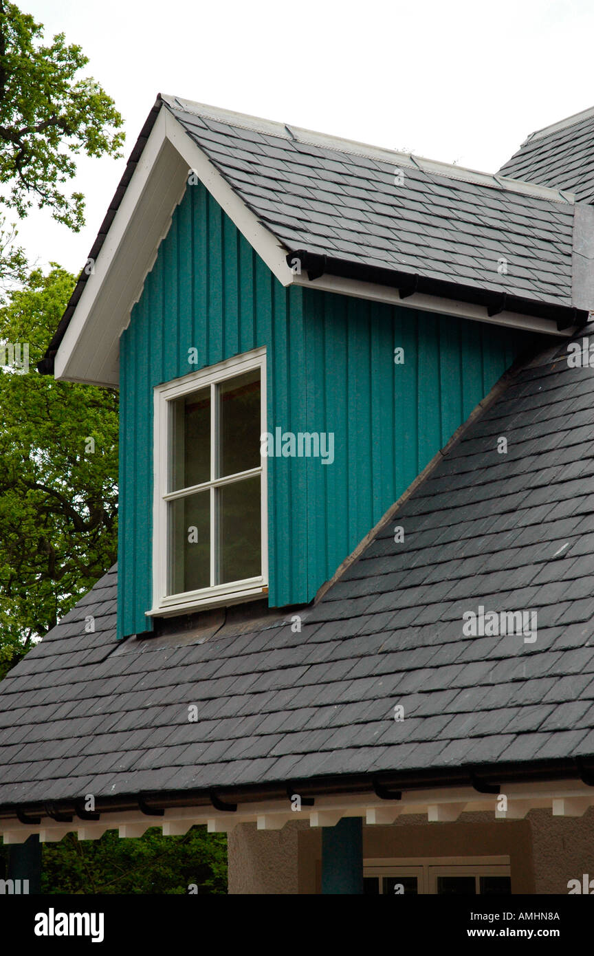 Slate roof window scotland united kingdom Stock Photo - Alamy