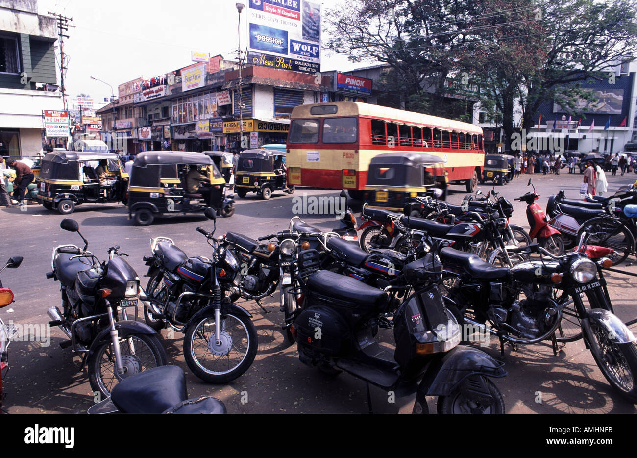 traffic in the city centre of Trivandrum the capital of Kerala state in ...