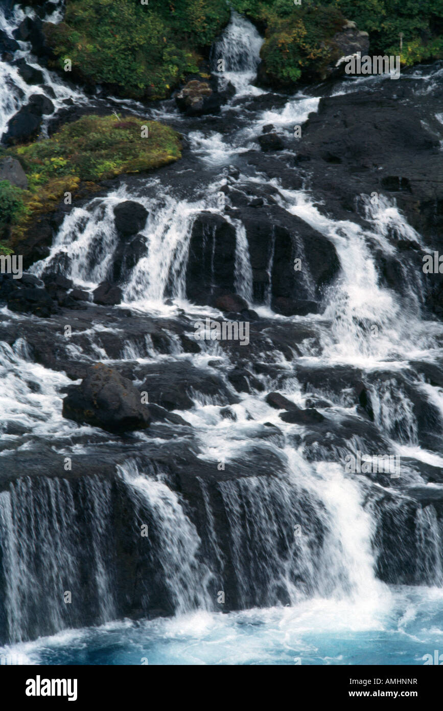 Iceland Glacial Waterfall Barnafoss Stock Photo - Alamy