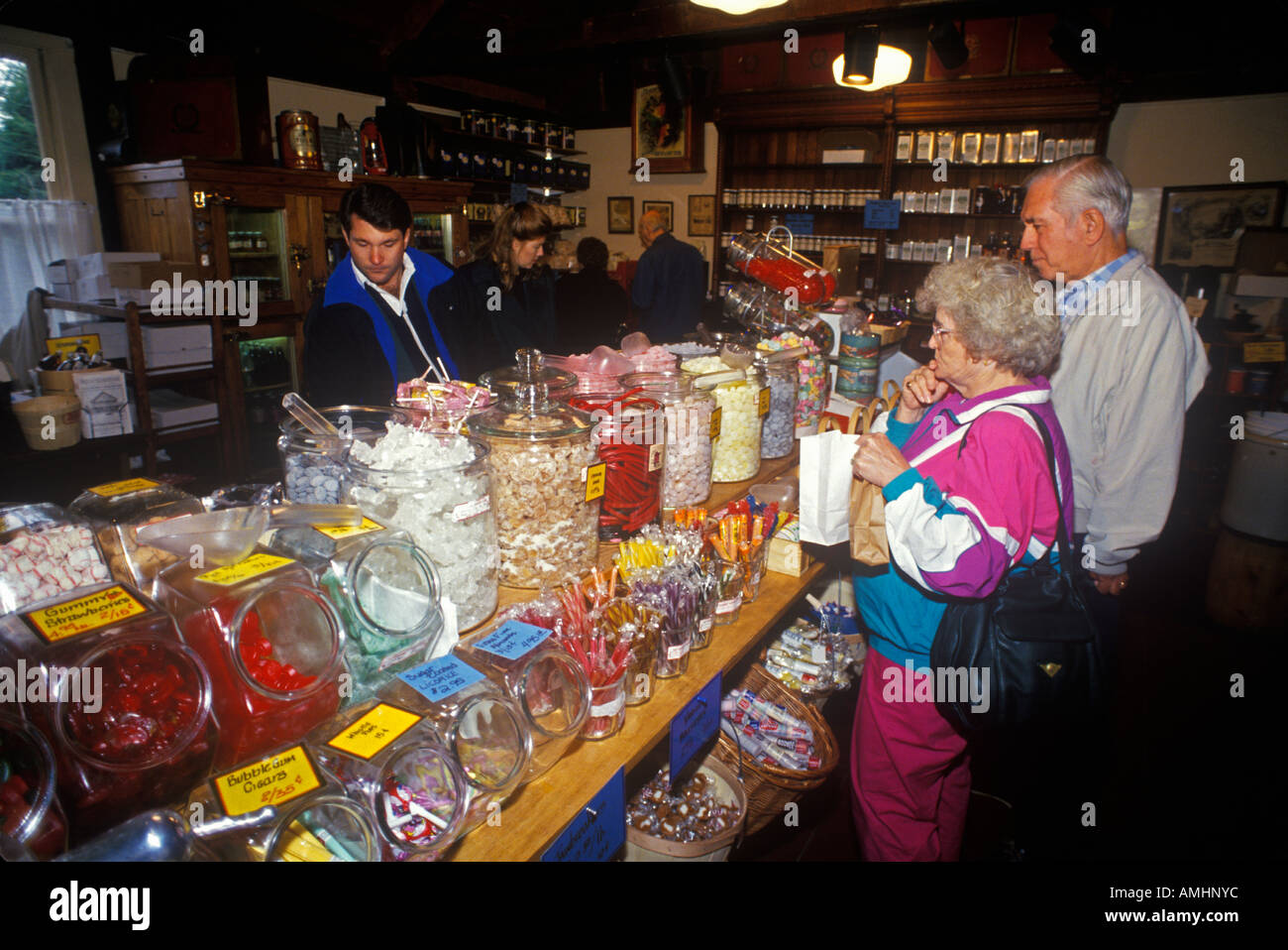 Interior of Vermont Country Store with customers at front counter ...